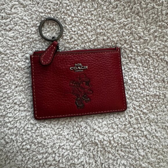 Coach | Bags | Coach X Disney Mickey Mouse Id Wallet Burgundy Leather ...